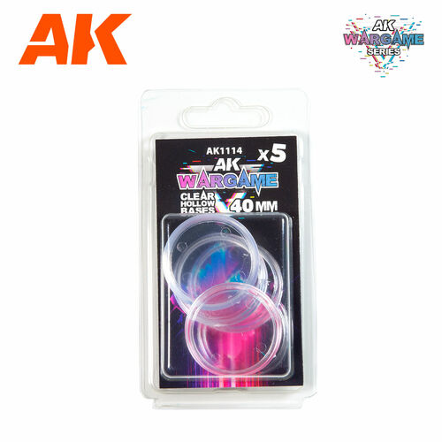 AK-Interactive 1114 CLEAR HOLLOW BASE 40mm - 5 units