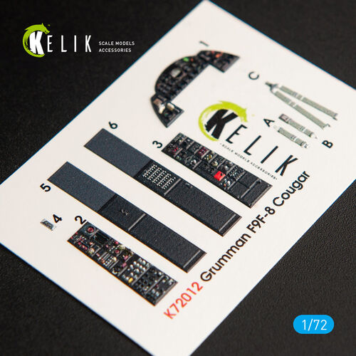 KELIK K72012 F9F-8 Cougar interior 3D decals for Hasegawa kit