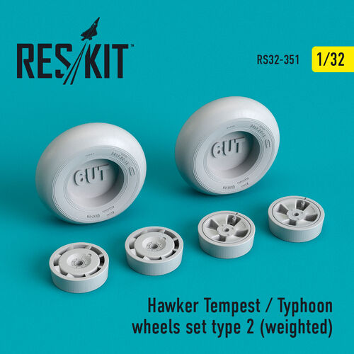 DISCONTINUED RES/KIT 32-0351 Hawker Tempest/Typhoon wheels set type 2 (weighted)