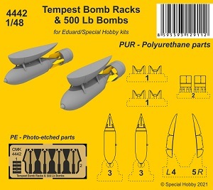 CMK K4442 Tempest Bomb Racks & 500 Lb Bombs (for Eduard/Special Hobby kits)