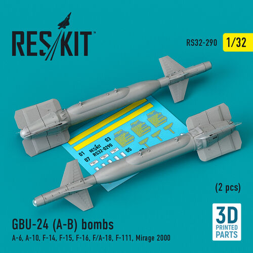 RES/KIT 32-0290 GBU-24 (A-B) Bombs (2 pcs) (A-6, A-10, F-14, F-15, F-16, F/A-18, F-111, Mirage 2000)