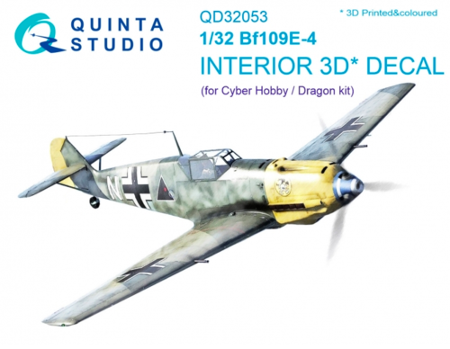 Quinta Studio QD32053 Bf 109E-4 3D-Printed and coloured Interior on decal paper