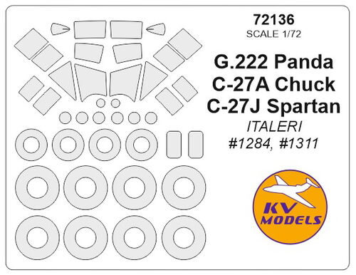 KV Models 72136 G.222 Panda / C-27A Chuck / C-27J Spartan / (ITALERI) + wheels masks