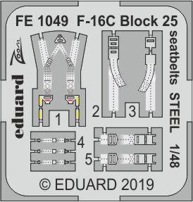 Eduard FE1049 F-16C Block 25 seatbelts STEEL TAMIYA
