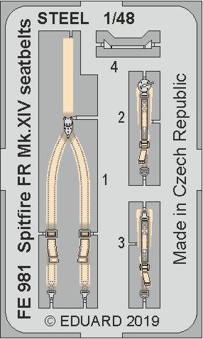 Eduard FE981 Spitfire FR Mk.XIV seatbelts STEEL AIRFIX