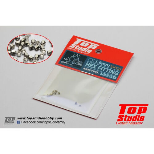 Top Studio TD23211 1.6 mm Hex Fitting (10 pcs)