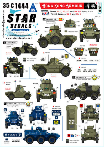 Star-Decals 35-C1444 Hong Kong Armour - British AFVs in Hong Kong Part 1 (Ferrets and Saracen)