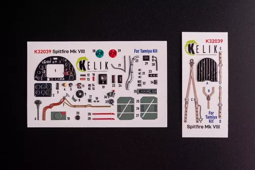 KELIK K32039 Supermarine Spitfire Mk.VIII - Interior 3D Decals (for Tamiya Kits)