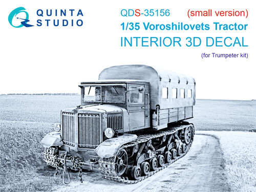 Quinta Studio QDS35156 Voroshilovets Tractor - 3D-Printed & Coloured Interior on Decal Paper (for Trumpeter Kits / Small Version)