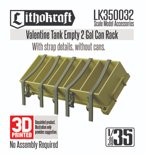 Lithokraft Range 350032 Valentine Tank Empty 2 Gal Can Rack (With Strap Details, Without Cans)