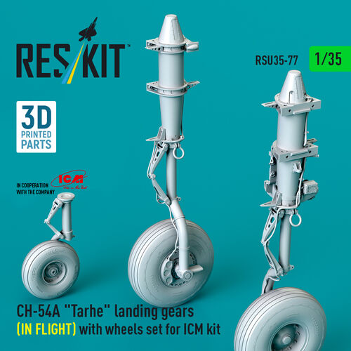 RES/KIT U35-0077 CH-54A 'Tarhe' Landing Gear (In Flight) With Wheels Set For ICM Kit (3D Printed)