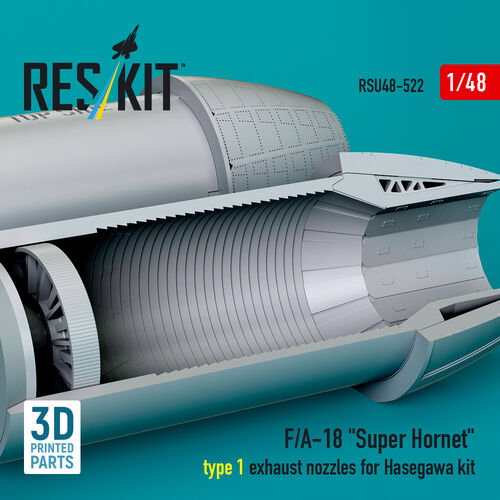RES/KIT U48-0522 F/A-18 'Super Hornet' Type 1 Exhaust Nozzles For Hasegawa Kit (3D Printed)