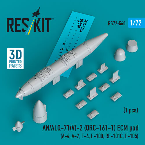 RES/KIT 72-0560 AN/ALQ-71(V)-2 (QRC-161-1) ECM Pod (1pc) (A-4, A-7, F-4, F-100, RF-101C, F-105) (3D Printed)