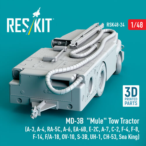 RES/KIT K48-0024 MD-3B 'Mule' Tow Tractor (A-3, A-4, RA-5C, A-6, EA-6B, E-2C, A-7, C-2, F-4, F-8, F-14, F/A-18, OV-10, S-3B, UH-1, CH-53, Sea King) (3D Printed Model Kit)