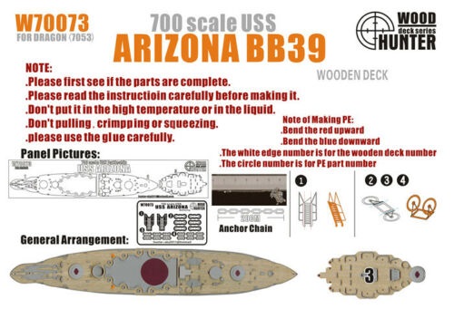 Flyhawk W70073 WWII USN Battleship USS Arizona BB-39 (for Dragon 7053)