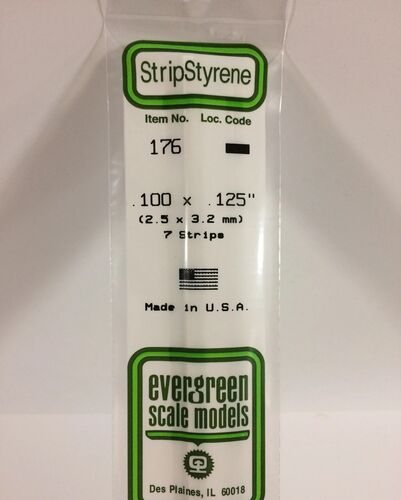 Evergreen 00176 Polystyrene Strip 2,50 x 3,20 mm (35 cm) (1 pcs)