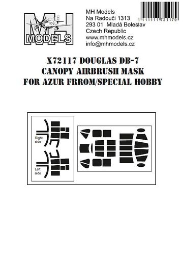 MH Models X72117 Douglas DB-7 Canopy Airbrush Mask (For Azur FRROM / Special Hobby)