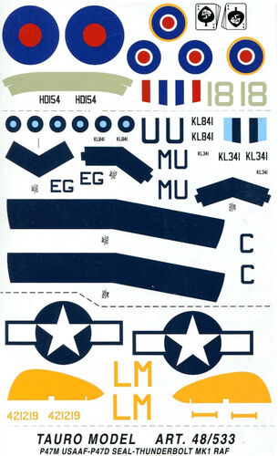 TAURO MODEL 48-533 P-47 D Thunderbolt - RAF and USAAF Insignia