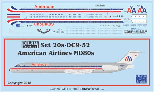 Draw Decal 20-DC9-52 McDonnell Douglas MD-80 - American Airlines