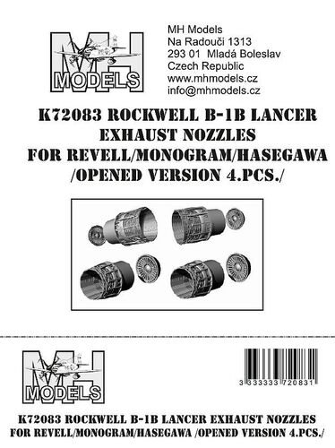 MH Models K72083 Rockwell B-1B Lancer Exhaust Nozzles For Revell/Monogram/Hasegawa (Opened Version, 4pcs)