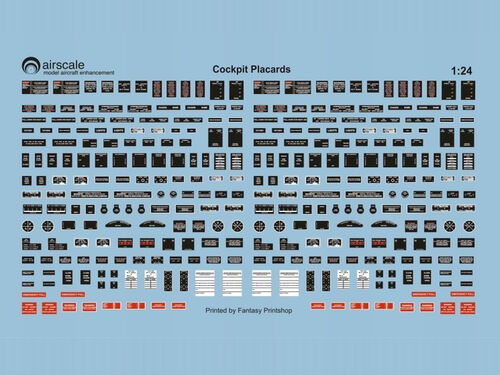 Airscale AS24PLA Allied WWII Cockpit Placards & Dataplates (x334)