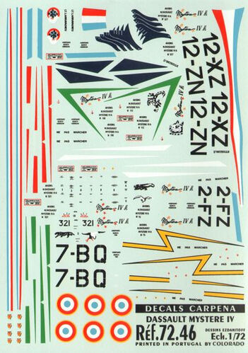 Colorado / Carpena Decals 72046 Dassault Mystere IVA (5 schemes)