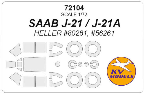 KV Models 72104 SAAB J-21 / J-21A (HELLER #80261, #56261) And Wheels Masks