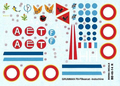 Berna Decals 48014R Grumman F8F-1 Bearcat (5 schemes)