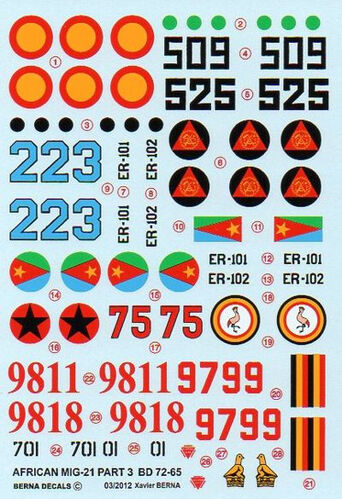 Berna Decals 72065 Mikoyan MiG-21 bis African Air Forces Part 3
