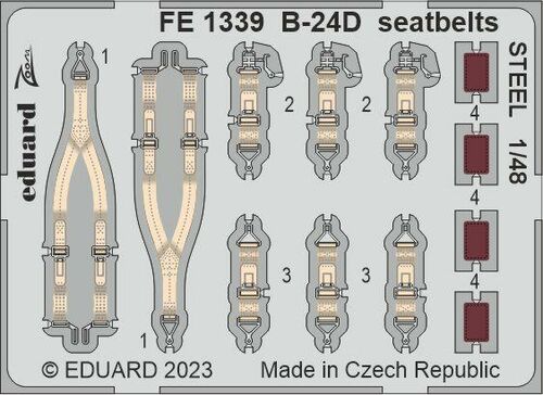 Eduard FE1339 B-24D seatbelts STEEL REVELL