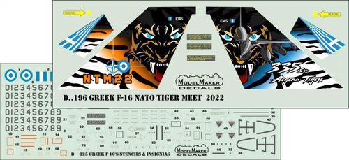 Model Maker Decals D72196 Greek F-16 NATO Tiger Meet 2022