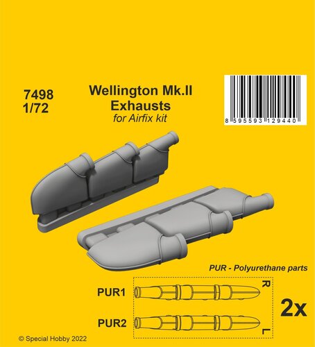 CMK K7498 Wellington Mk.II Exhausts for Airfix kit