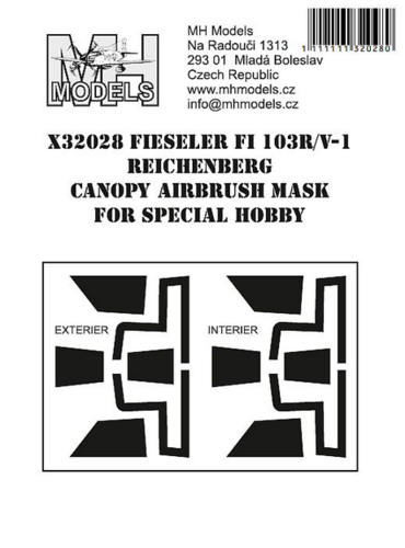 MH Models X32028 Fieseler Fi 103R – V-1 Reichenberg canopy airbrush mask