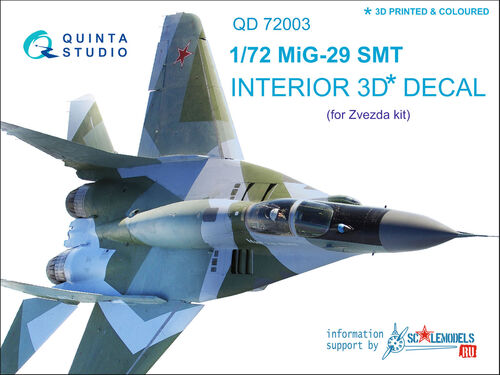 Quinta Studio QD72003 MiG-29 SMT 3D-Printed & coloured Interior on decal paper