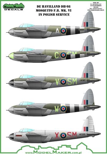 Model Maker Decals MD32099 De Havilland DH-98 Mosquito F.B. Mk. VI in Polish service mask + decal