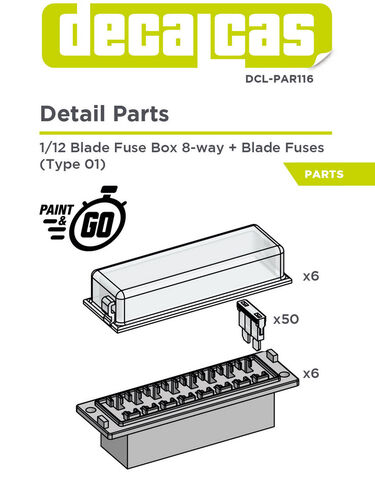 Decalcas PAR116 Blade Fuse Box 8 Ways with Fuses Type 01 (50 + 6 pcs)