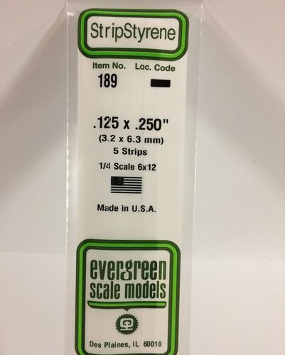 Evergreen 00189 Polystyrene Strip 3,20 x 6,30 mm (35 cm) (1 pcs)