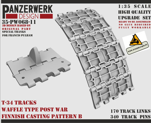 Panzerwerk Design 35-PW068-11 T-34 Tracks Waffle Type Post War, Finnish Casting Pattern B