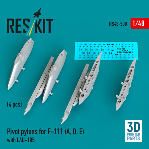 RES/KIT 48-0500 Pivot Pylons For F-111 (A, D, E) With LAU-105 (4pcs) (3D Printed)