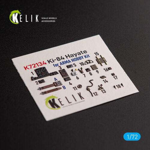 KELIK K72134 Ki-84 Hayate - Interior 3D Decals For Arma Hobby Kit