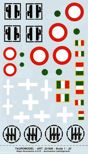 TAURO MODEL 32-508 Bf-109 and Spitfire National Insignia - Regia Aeronautica A.N.R - Aeronautica Cobelligerante