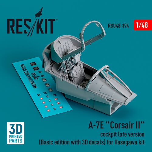 RES/KIT U48-0394 A-7E 'Corsair II' Cockpit Late Version (Basic Edition With 3D Decals) For Hasegawa Kit (3D Printed)
