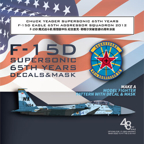 Galaxy-Model G48015 Chuck Yeager Supersonic 65th Years F-15D Eagle 65th Aggressor Squadron 2012 - Decals And Mask (For G.W.H L4815)