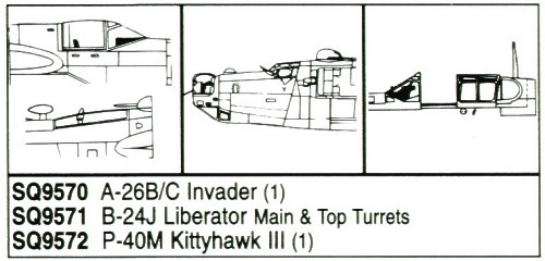 Squadron 9571 Consolidated B-24J Liberator Main canopy, high hat turret and nose blister