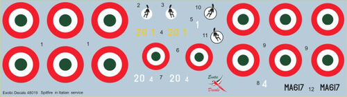 Exotic Decals 48019 Italian Spitfires Supermarine Spitfire In Regia Aeronautica