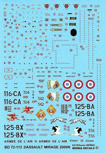 Berna Decals 72113 Dassault Mirage 2000N EC 2/4 'La Fayette' Decals