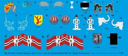 Peddinghaus-Decals 4185 U-Boot Wappen Type 7C - For Border Kit BS-001