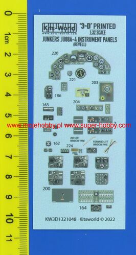 Kits World 3D1321048 Junkers Ju-88A-4 Full colour Instrument Panel (for Revell kits)