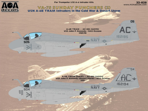 AOA decals 32-028 VA-75 Sunday Punchers 2 - USN A-6E TRAM Intruders in the Cold War & Desert Storm