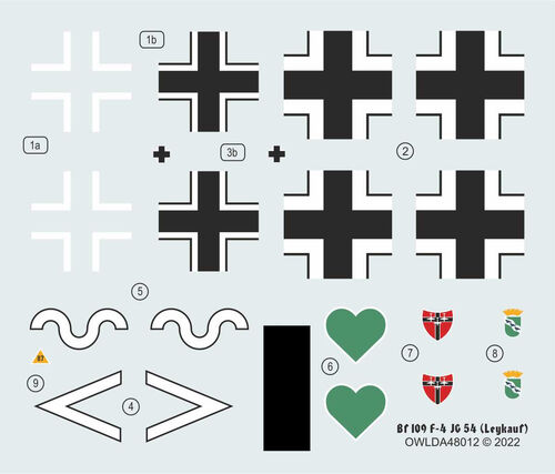 Owl Models DA48012 Bf 109 F-4, Stab III./JG54. Oblt. Erwin Leykauf
